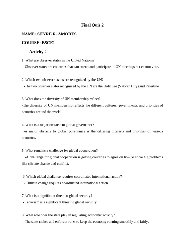 [CONTEMPORARY WORLD] (FINAL QUIZ) | PDF