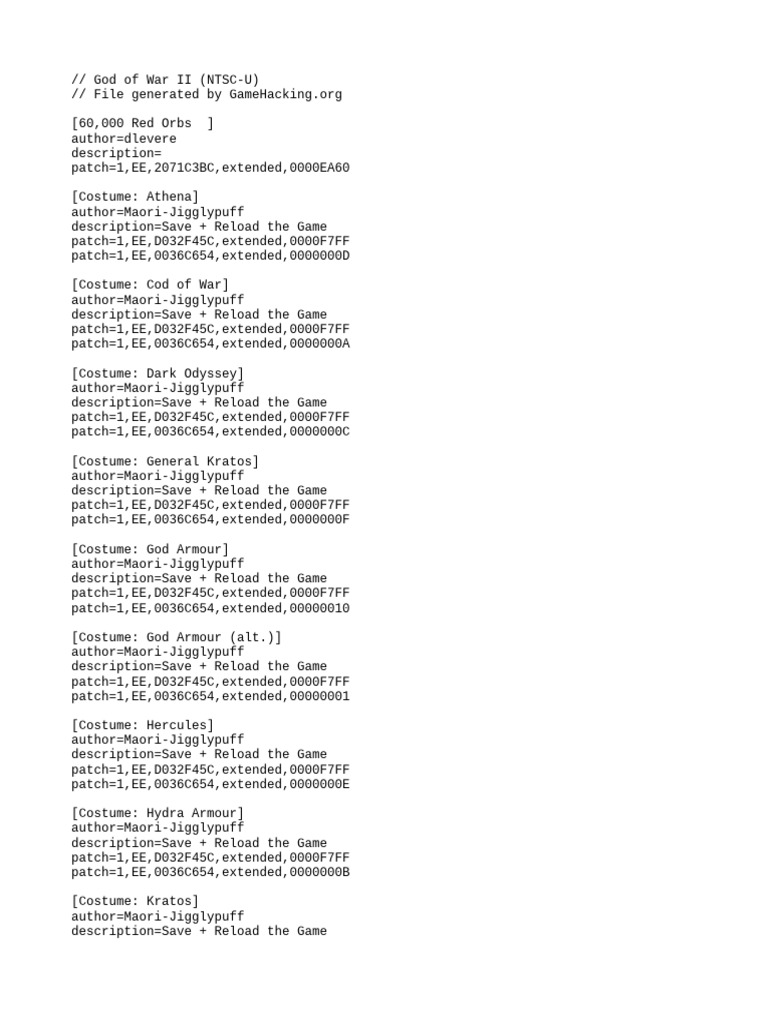 God of War II - Pnach | PDF