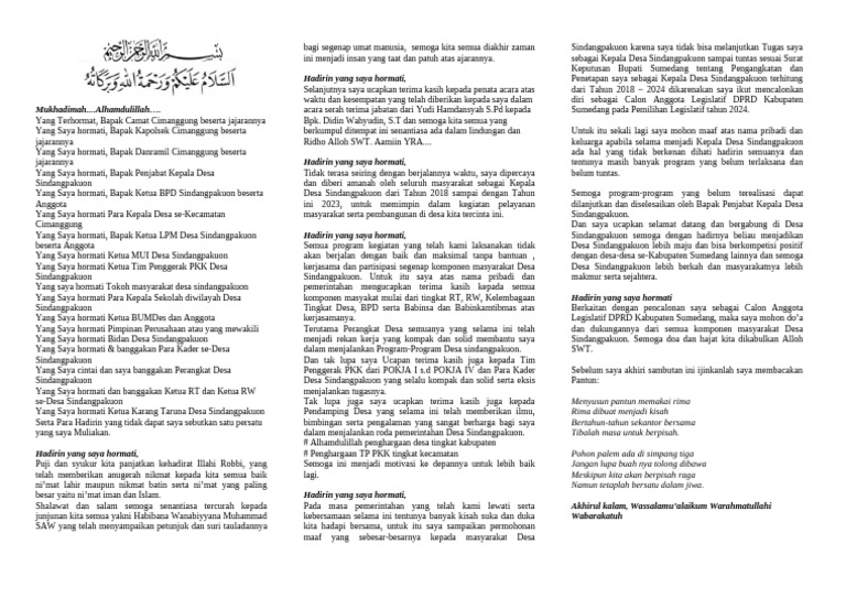 SAMBUTAN 1 Lembar Revisi | PDF