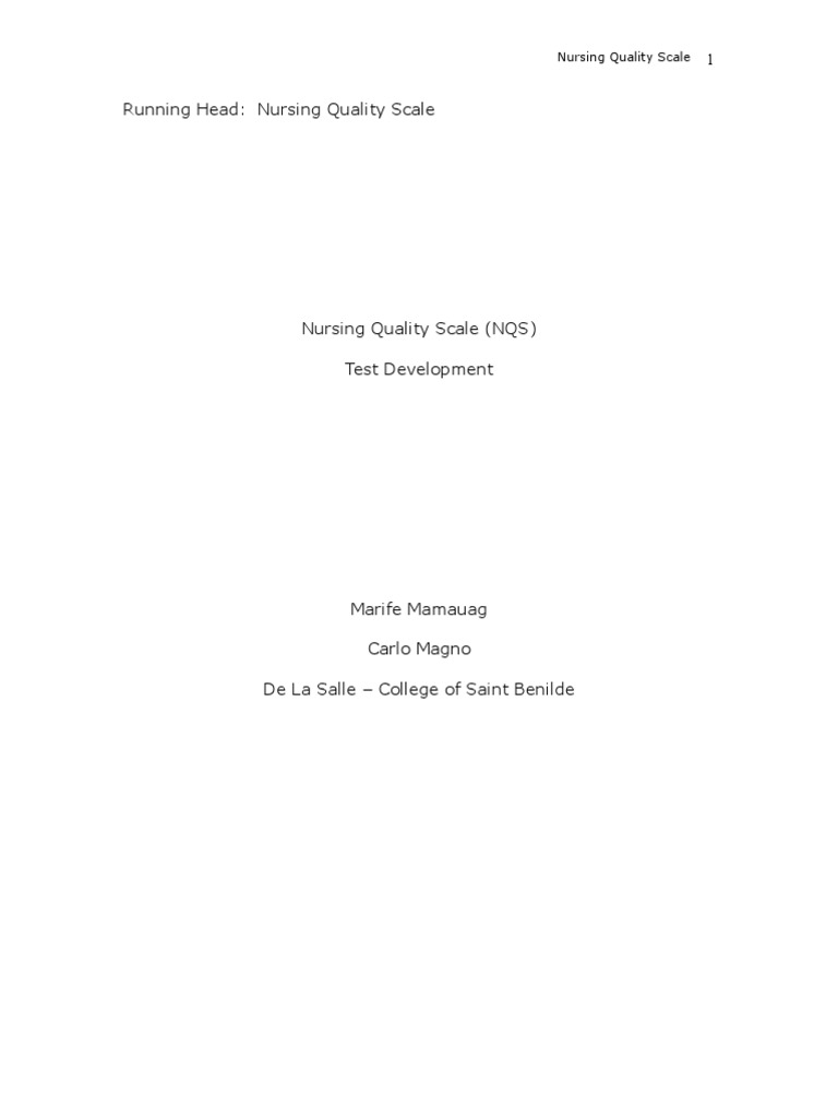 Nursing Quality Scale (NQS) : Test Development | PDF | Empathy | Nursing