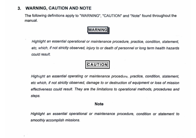 WARNING, CAUTION, NOTE | PDF