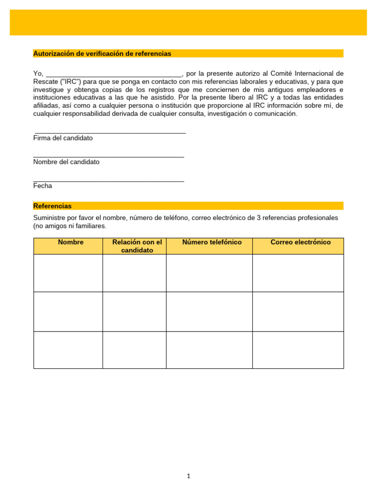 Global Authorization To Check References Template V1.2019 | PDF