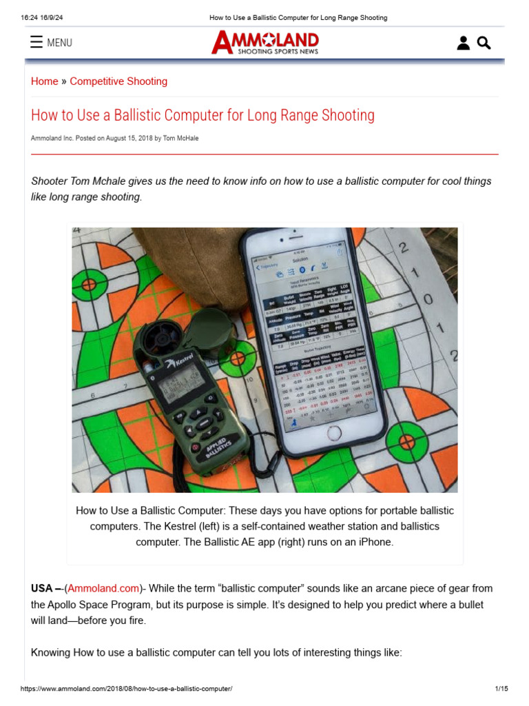 How To Use A Ballistic Computer For Long Range Shooting | PDF