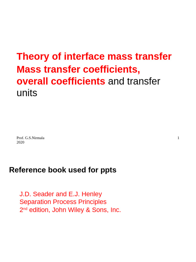 Lec 3-Interphase Mass Transfer | PDF