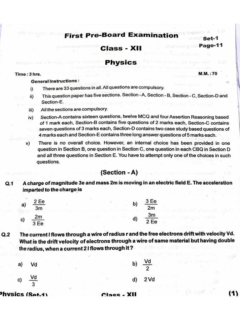 Previous Year Pre Board Paper Set 2 | PDF