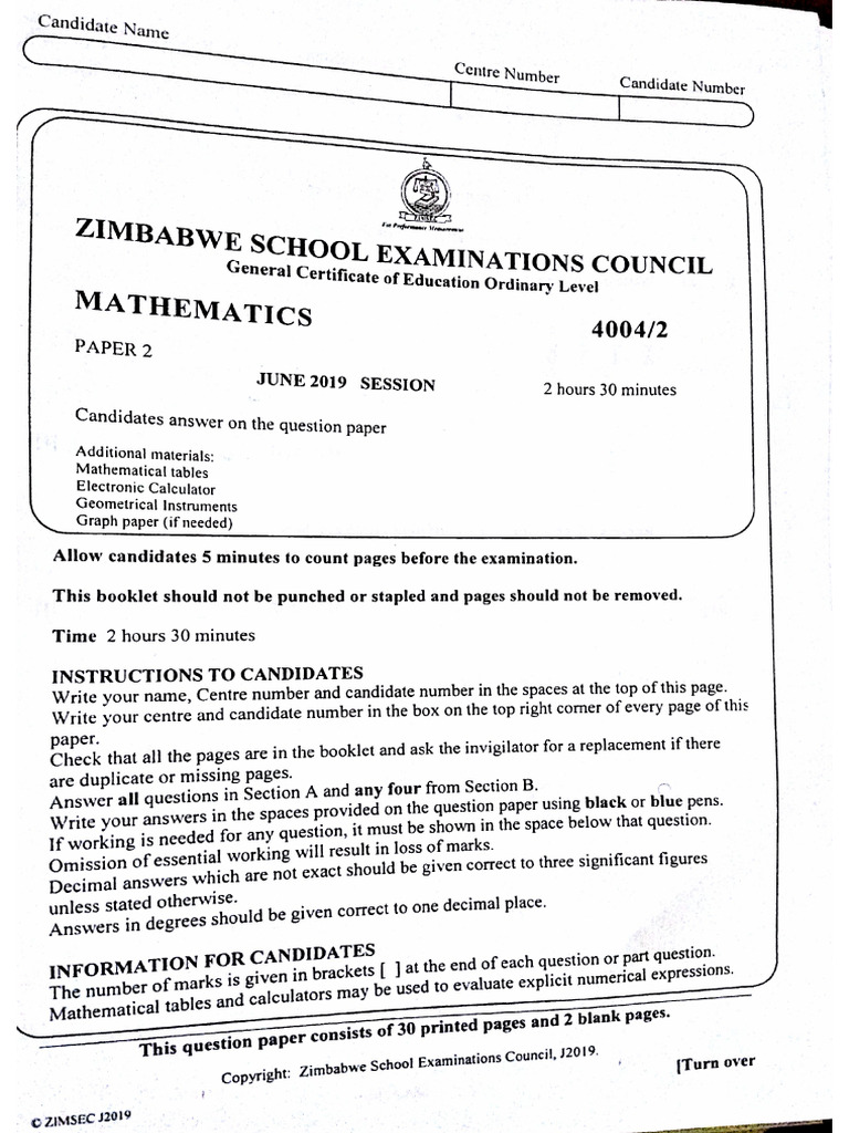June 2019, O'Level Paper 2 | PDF