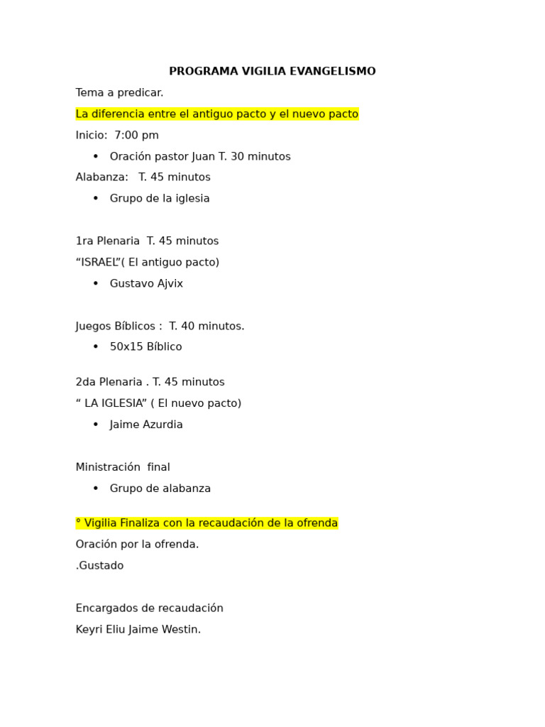 Programa Vigilia | PDF | Religión y espiritualidad