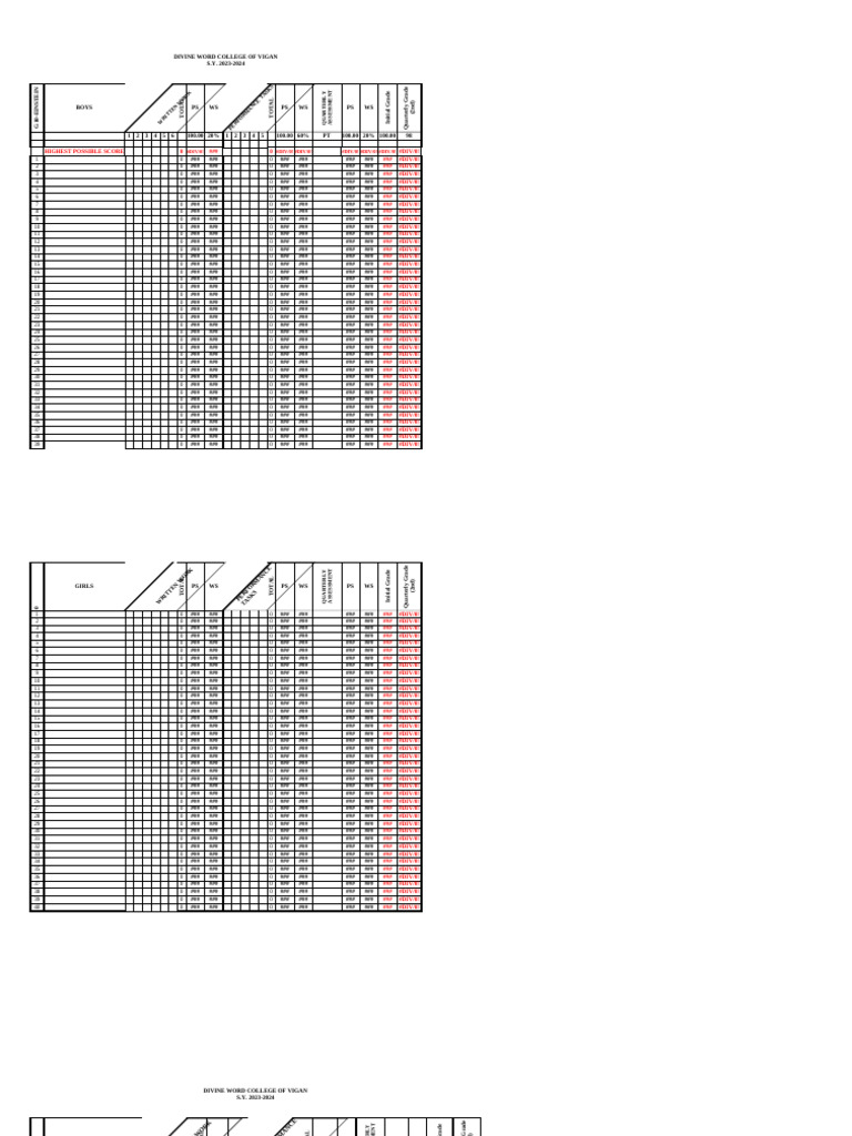 Elem and JHS Grading Sheet | PDF