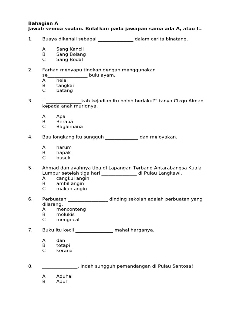 PAT BM tahun 2 2019 | PDF