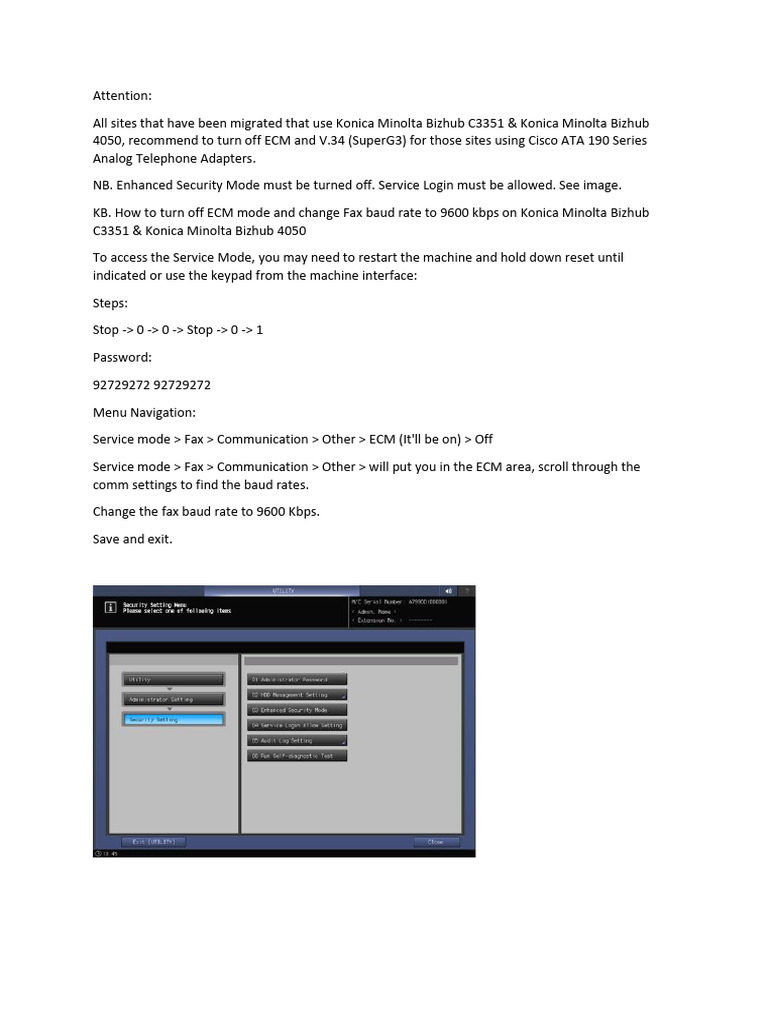 Konica Minolta and Cisco ATA Fax Solution After Migration - For Health ...