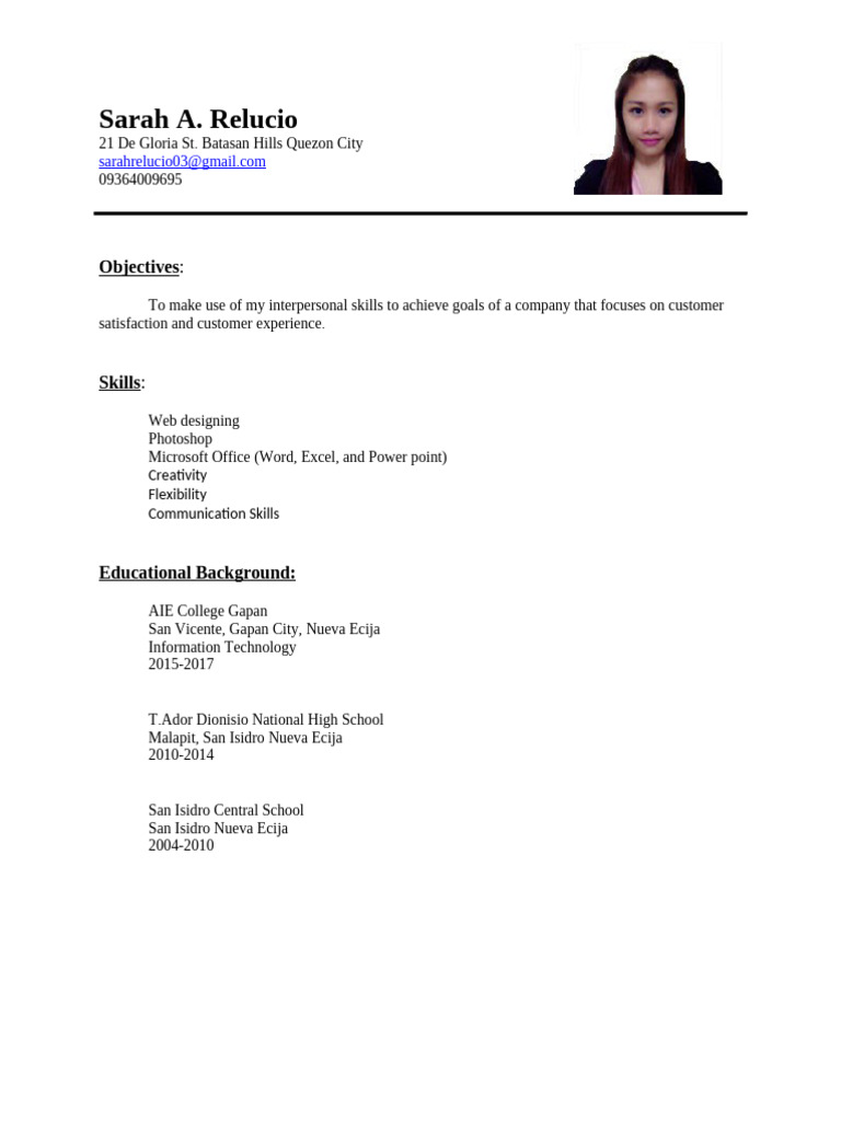 Resume Sarah | PDF