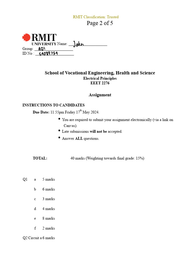 Assignment electrical | PDF