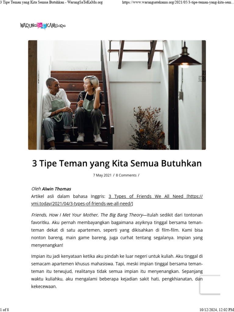3 Tipe Teman Yang Kita Semua Butuhkan | PDF