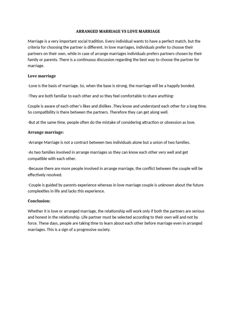 Love vs Arranged Marriage Debate | PDF | Wellness | Lifestyle