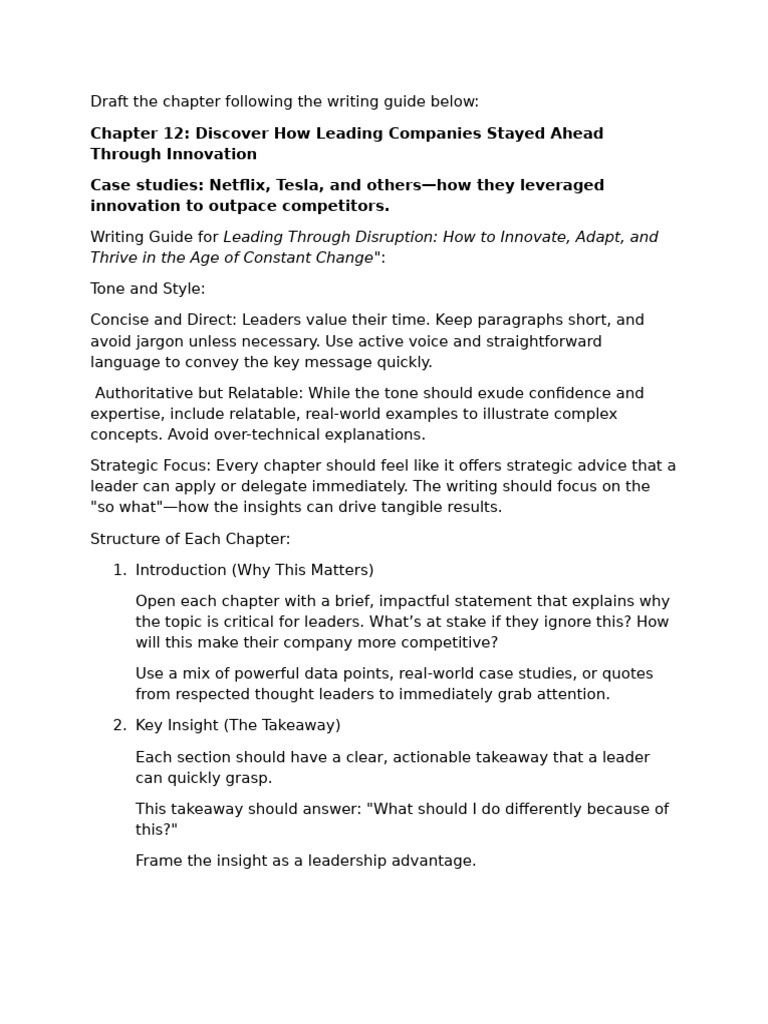 Draft The Chapter Following The Writing Guide Below | PDF