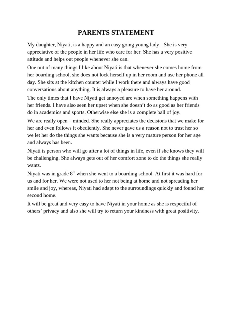 Parents Statement | PDF