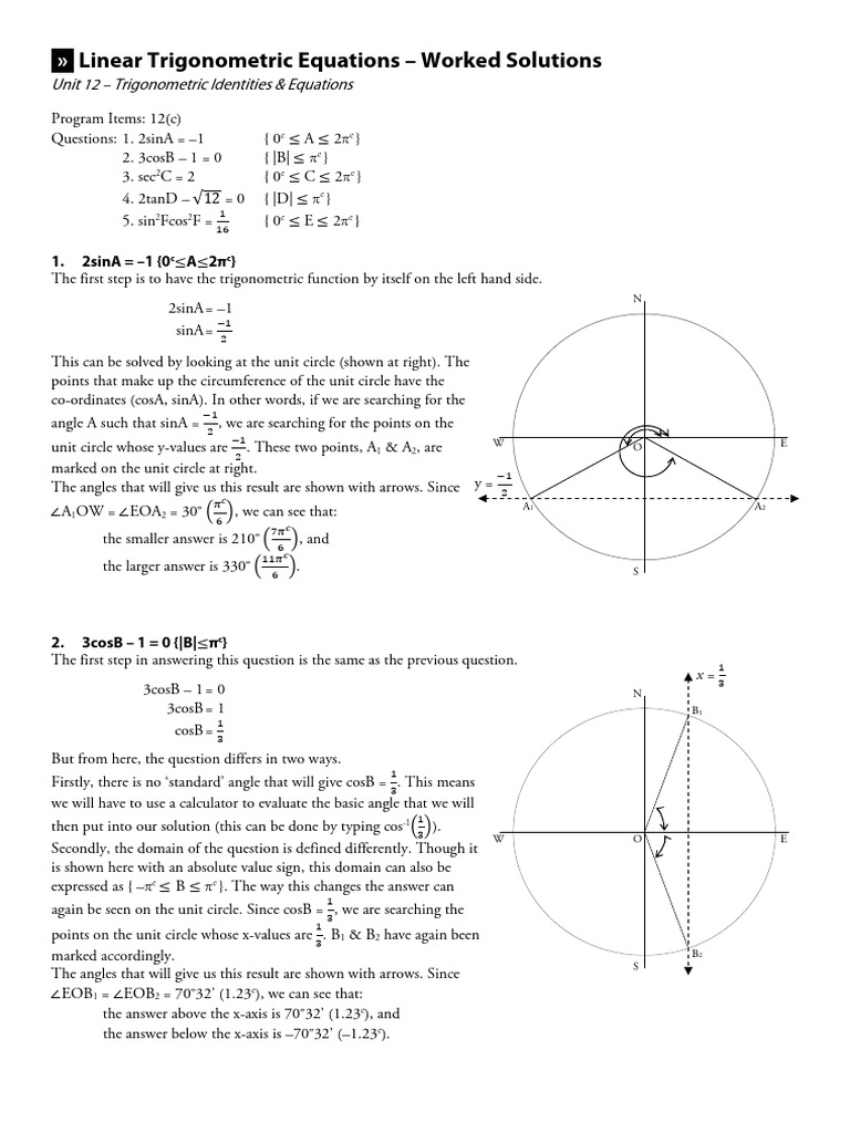Linear Trig Eqns | PDF