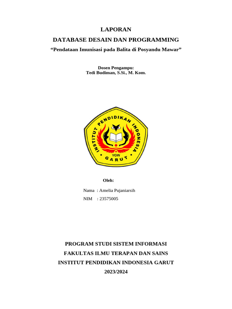 Amelia_Pujaniarsih_23575005_Laporan_Database_Desain_dan_Programming[1] | PDF