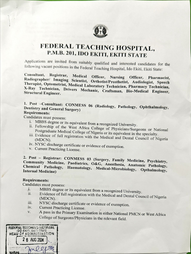 FETHI Advert for Recruitment 2024 | PDF