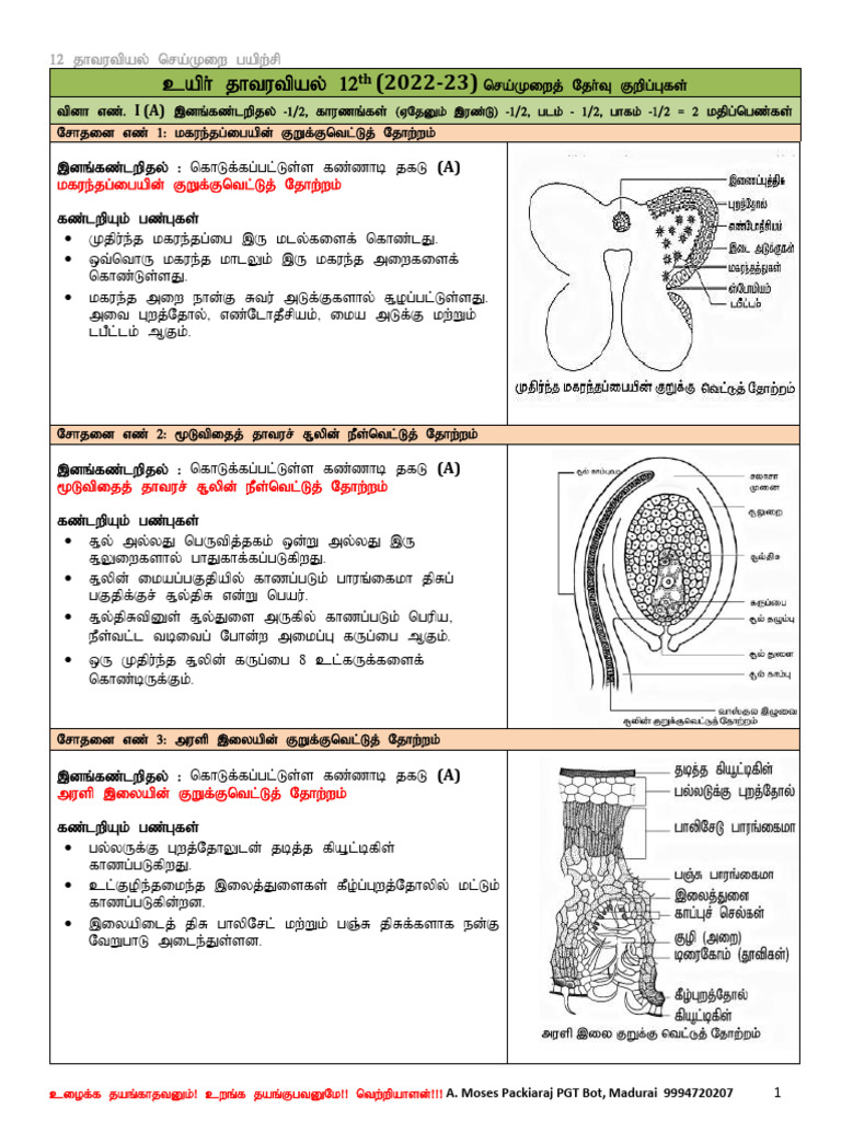 12th Bio Botany Practical Notes 2022-23 | PDF