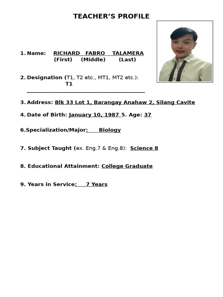 Teachers Profile | PDF