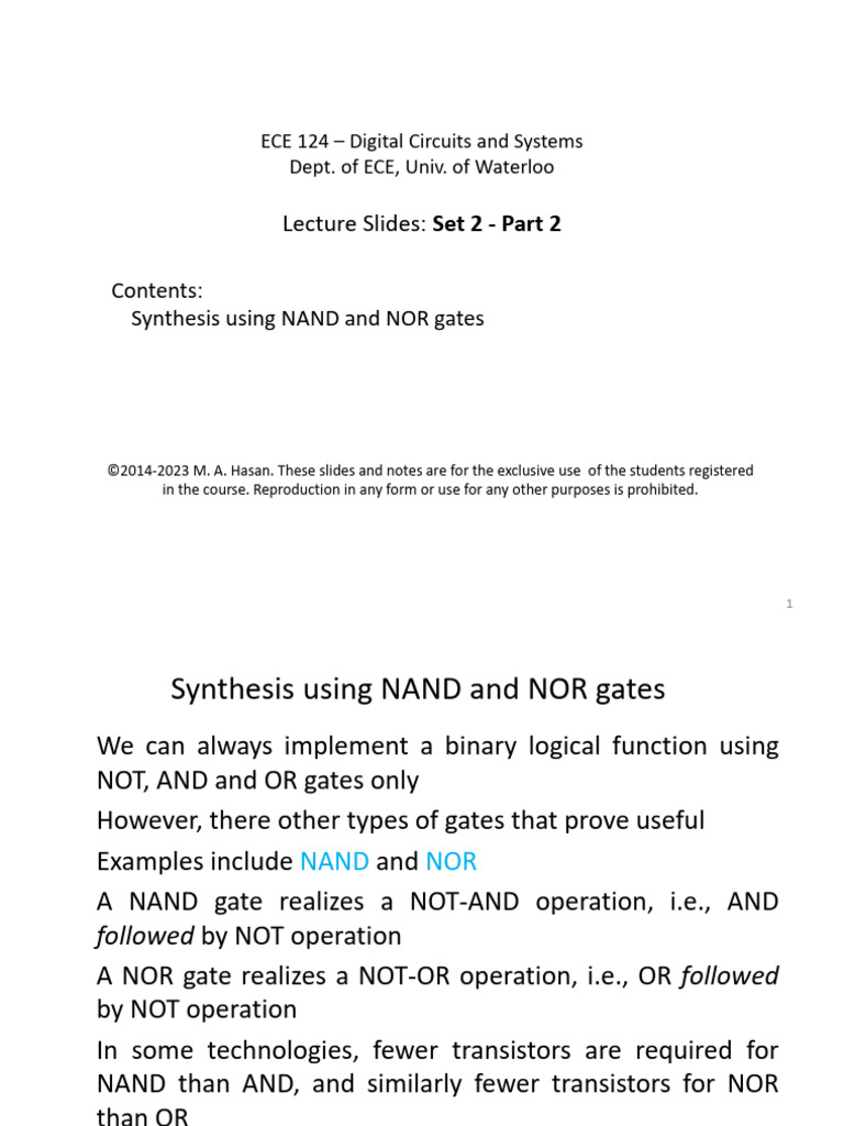 02_2 synthesis_w_NAND_NOR-2023 | PDF