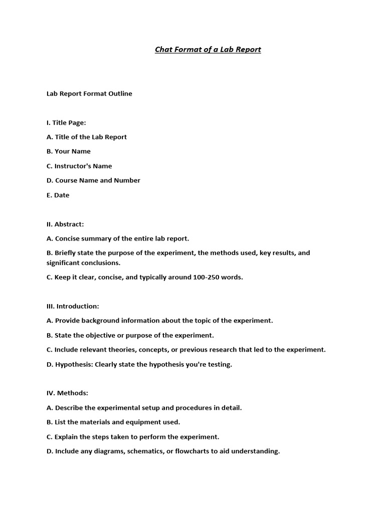 Chat Format of A Lab Report | PDF