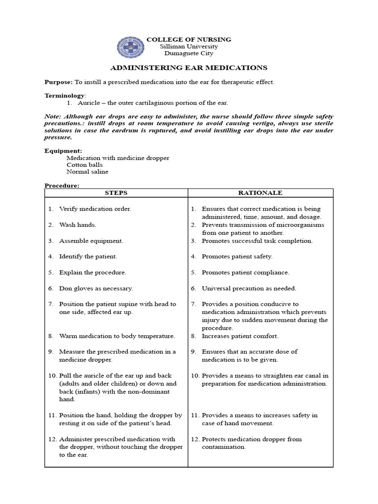 Administration of Eye and Ear Medications | PDF