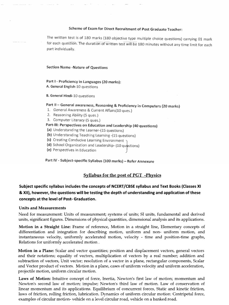 PGT Physics Syllabus | PDF