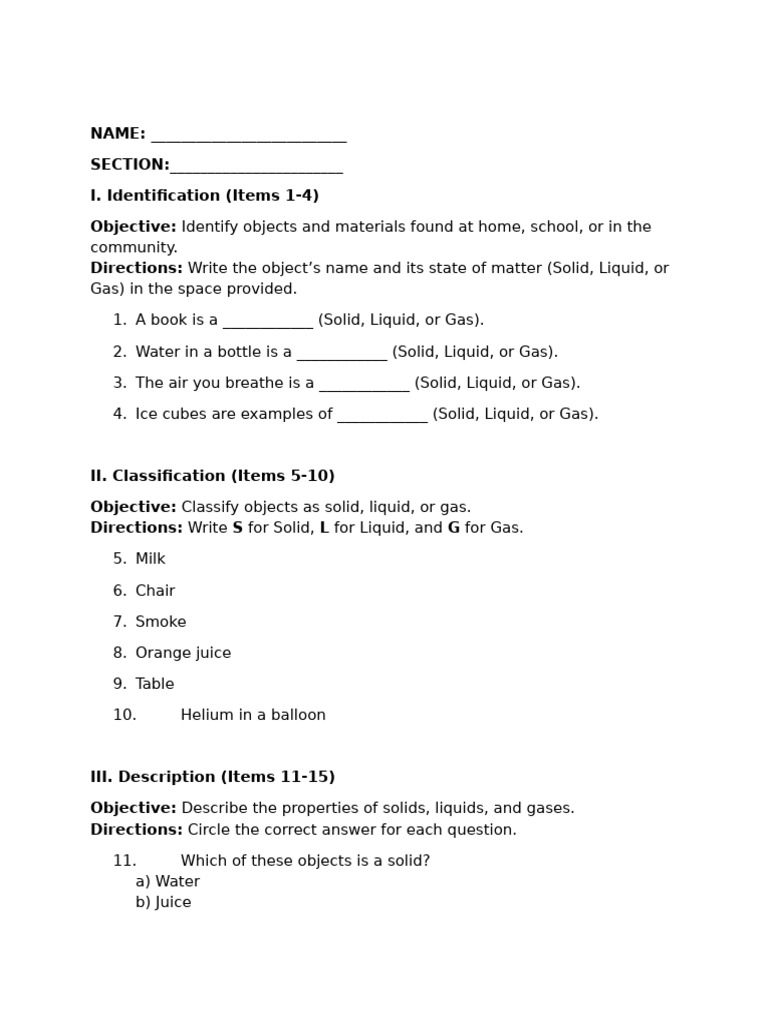Test Science 3 Based on Tos | PDF