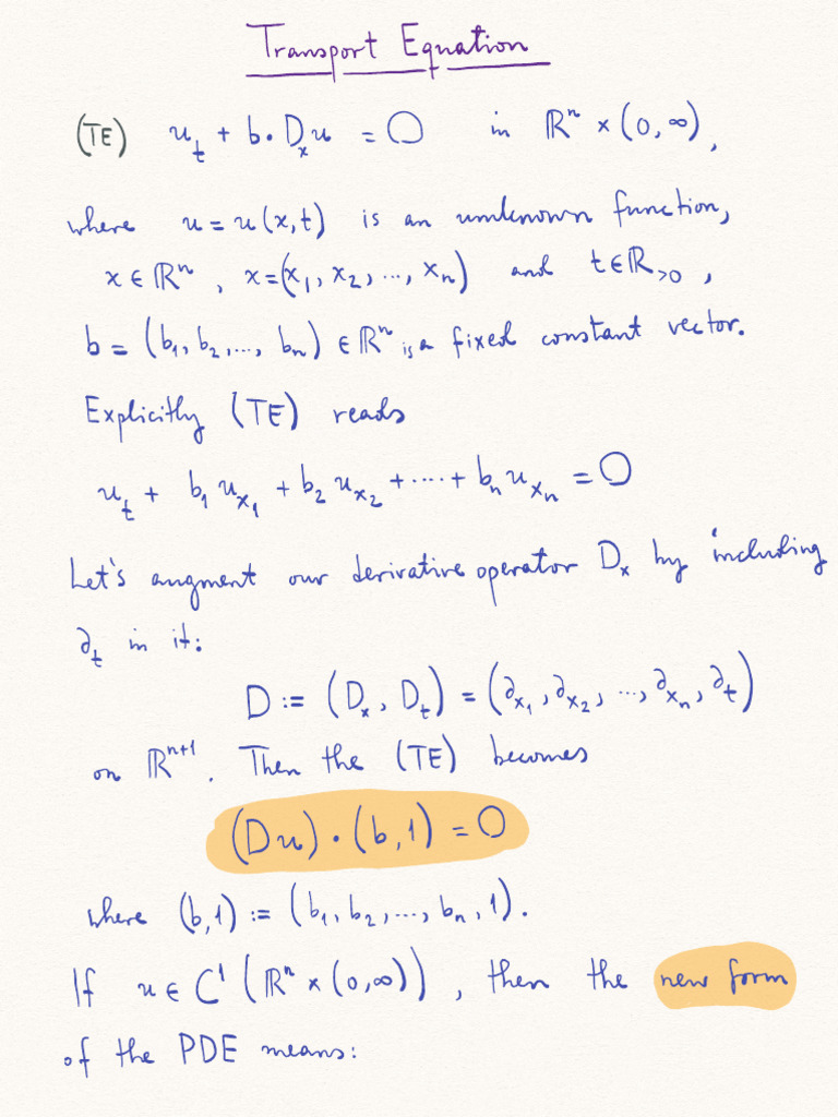 MATH7006 Lec 2 Transport Equation | PDF