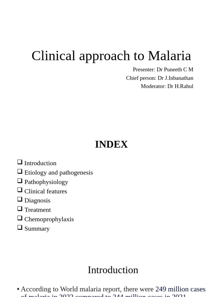 Clinical Approach Malaria | PDF | Malaria | Wellness