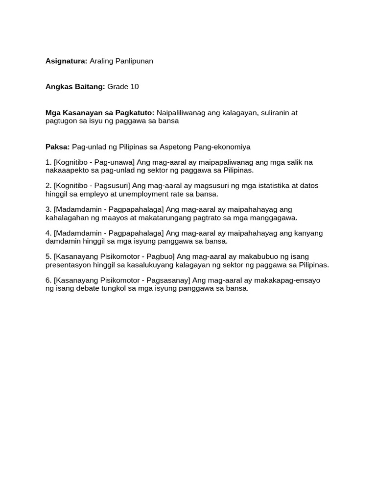Learning Competency | PDF