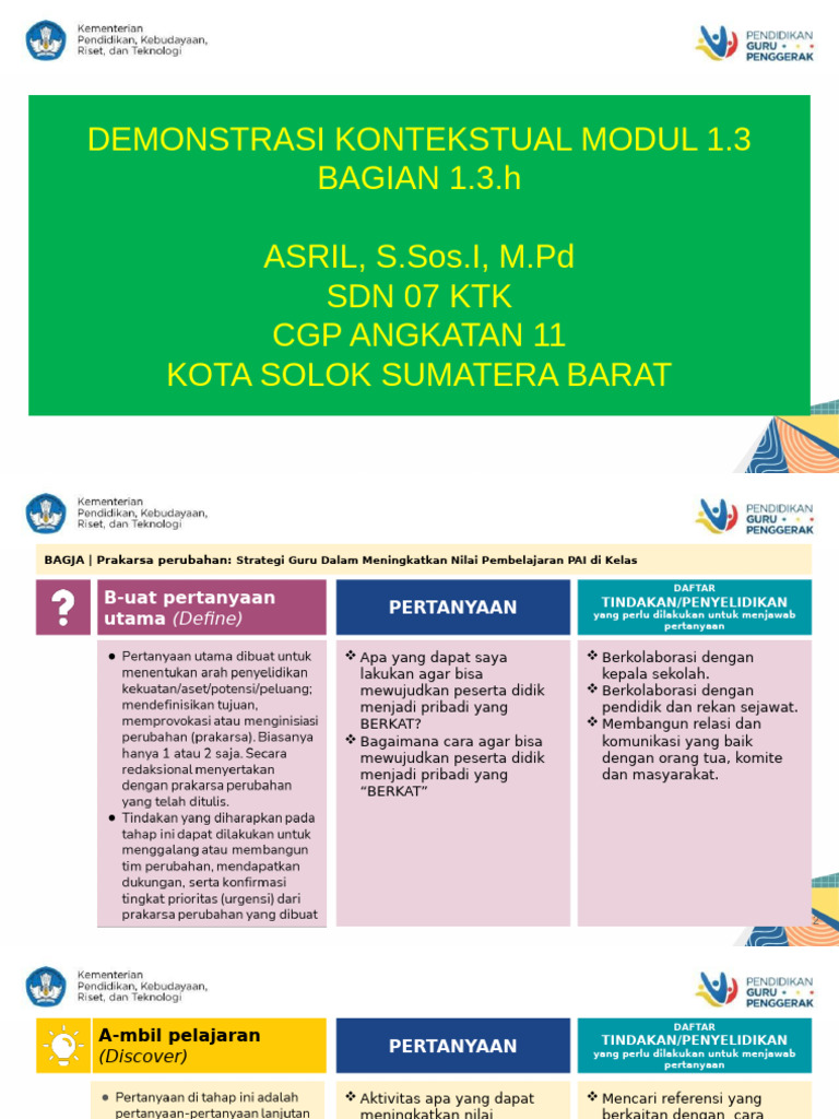 Demonstrasi Kontekstual Modul 1.3 Bagian 1.3.h Asril | PDF
