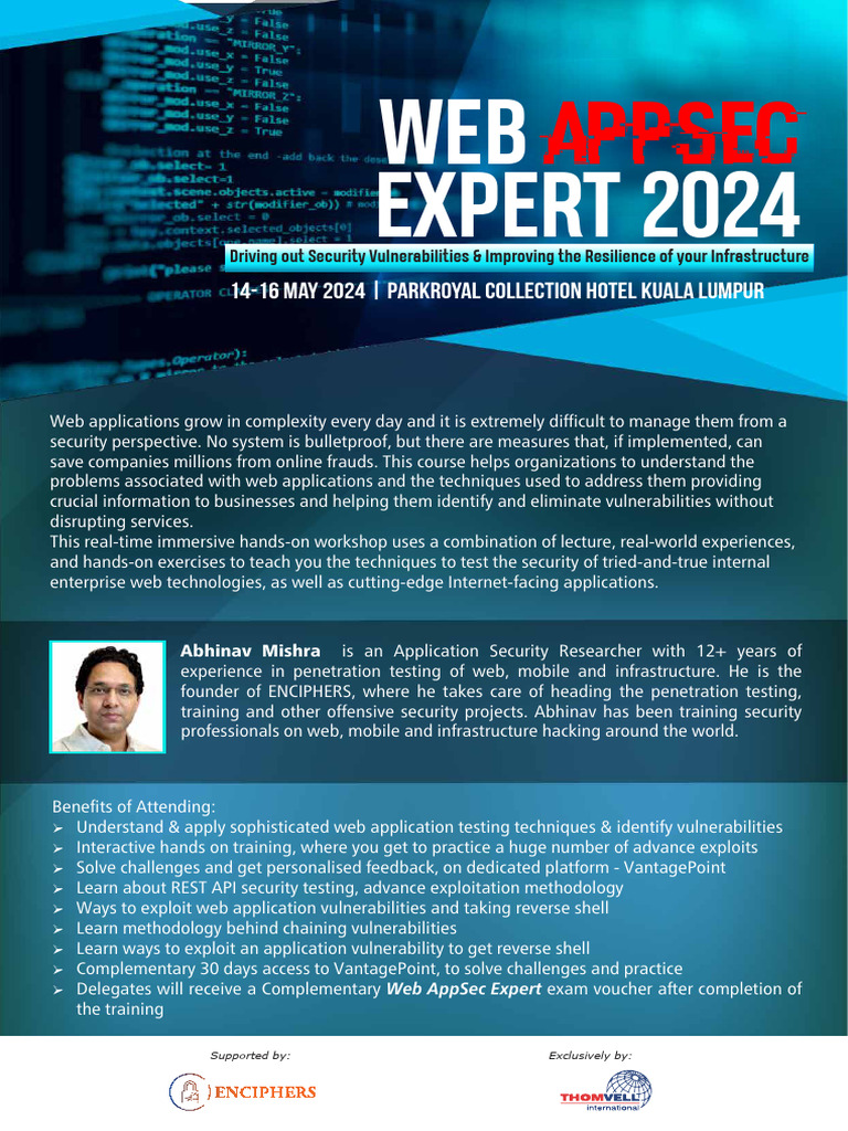 Web AppSec Expert L 14-16 May 2024 L Parkroyal Hotel KL - S | PDF