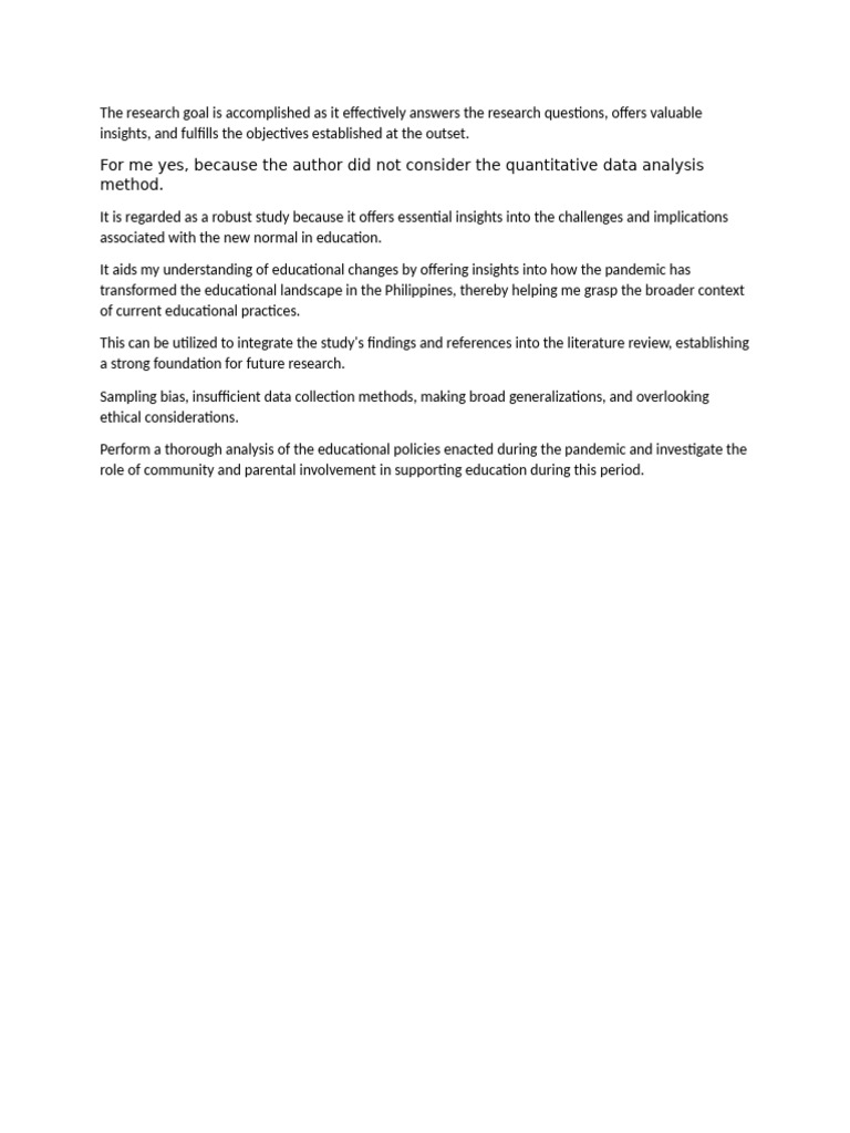 The Research Goal Is Accomplished As It Effectively Answers The ...