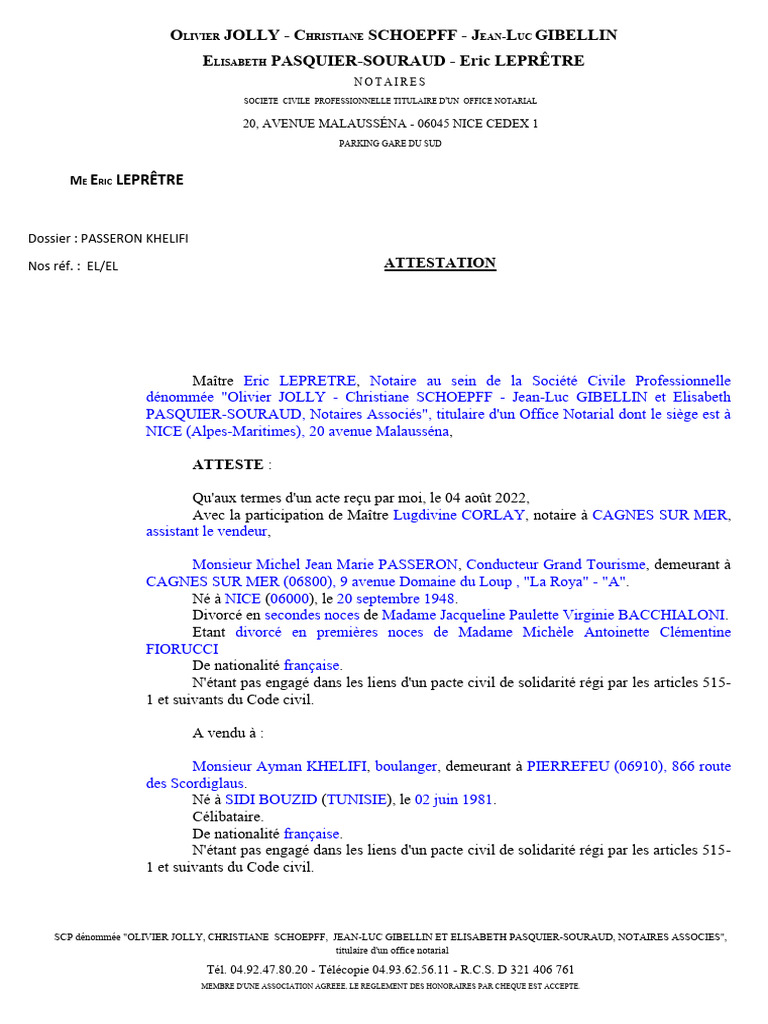 Attestation de Signature Avec Prix de Vente | PDF