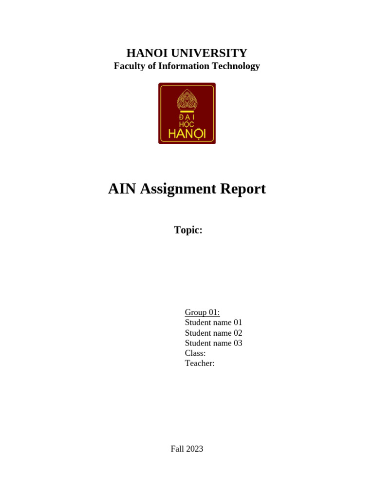 AIN Assignment Report 01 Sample | PDF