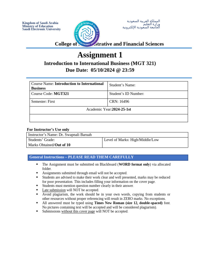 MGT321 - Assignment 1-1st-2024-25 | PDF | Externality | Career & Growth