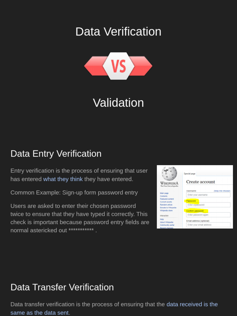 Data Verification Vs Validation | PDF