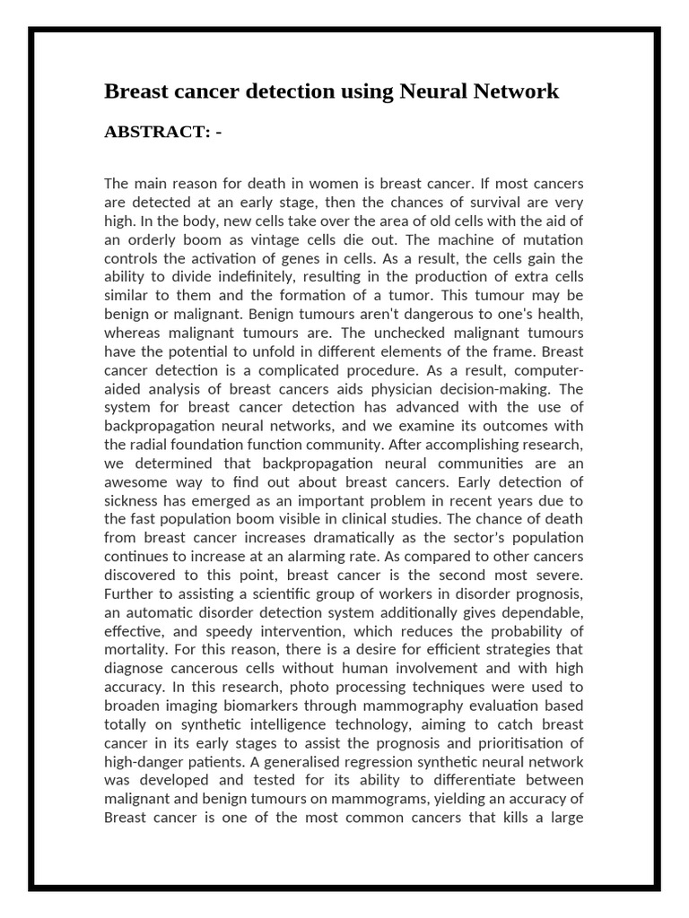 Breast Cancer Detection Using Neural Network | PDF