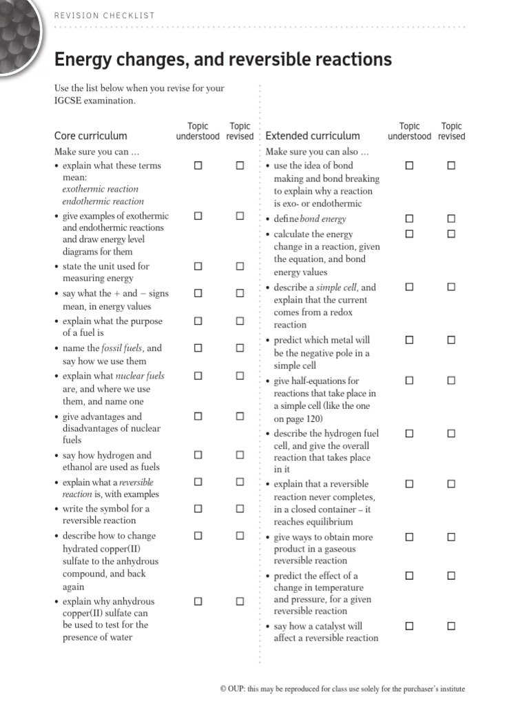 Chem IGCSE CD_rev_checklist 9 | PDF