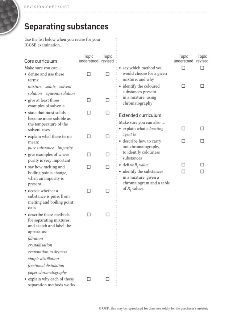 Chem IGCSE CD - Rev - Checklist 2 | PDF