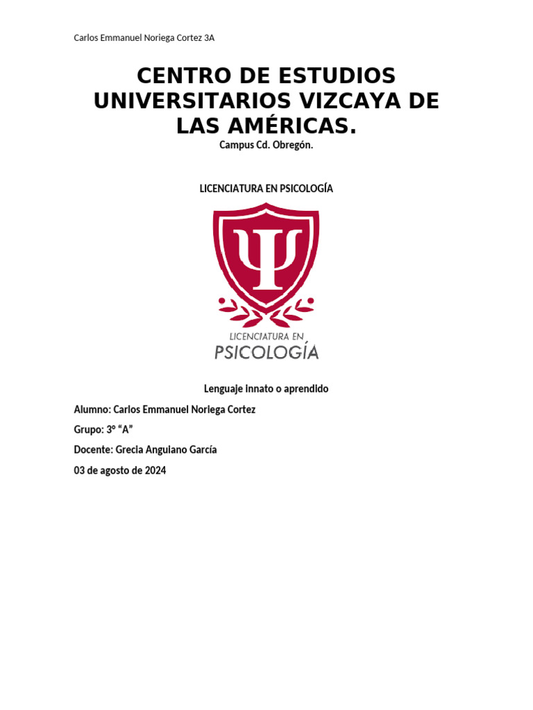 Lenguaje Innato o Aprendido | PDF