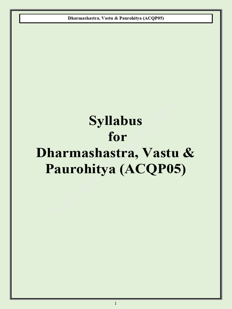 Dharmashastra Vastu Paurohitya Acqp05 | PDF