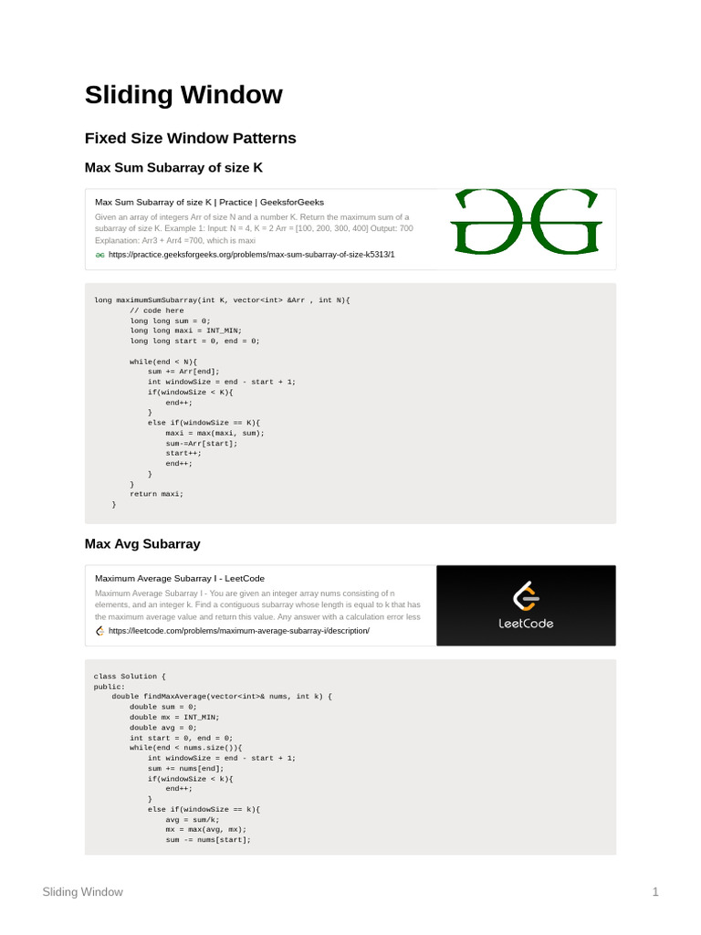 Sliding Window | PDF