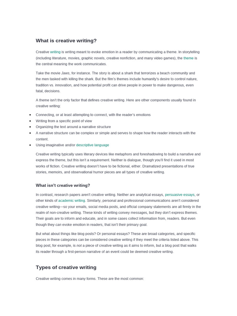 Creative Writing 101 | PDF