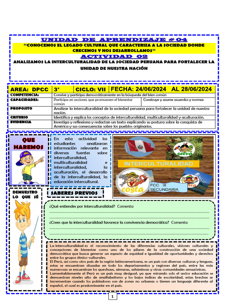 Actividad 2 DPCC 3° Unidad 4 | PDF