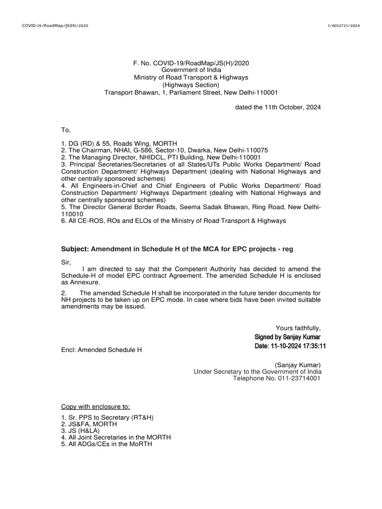 Schedule H NHAI LATEST | PDF