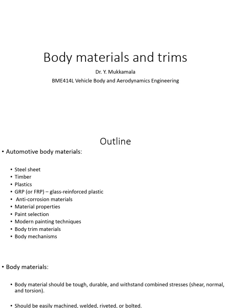 Automotive Body Materials Overview | PDF | Steel | Strength Of Materials